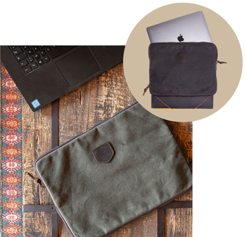 pochette ordinateur portable en toile enduite PAXSON | Alaskan MAKER